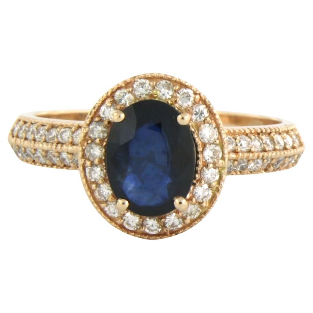Customizable 14k Gold Ring with Sapphire and Diamonds For Sale at 1stDibs