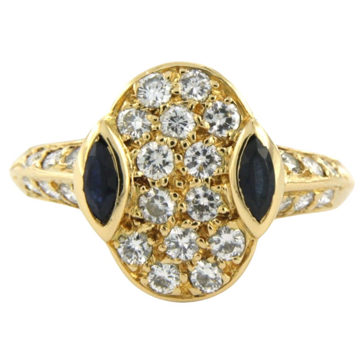Ring with sapphire and diamonds 18k yellow gold For Sale at 1stDibs