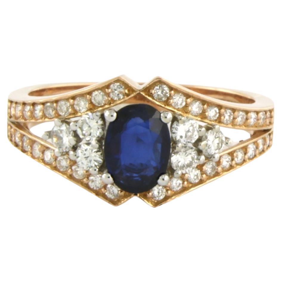 Ring with moonstone, sapphire and brilliant cut diamond up to 0.16ct ...