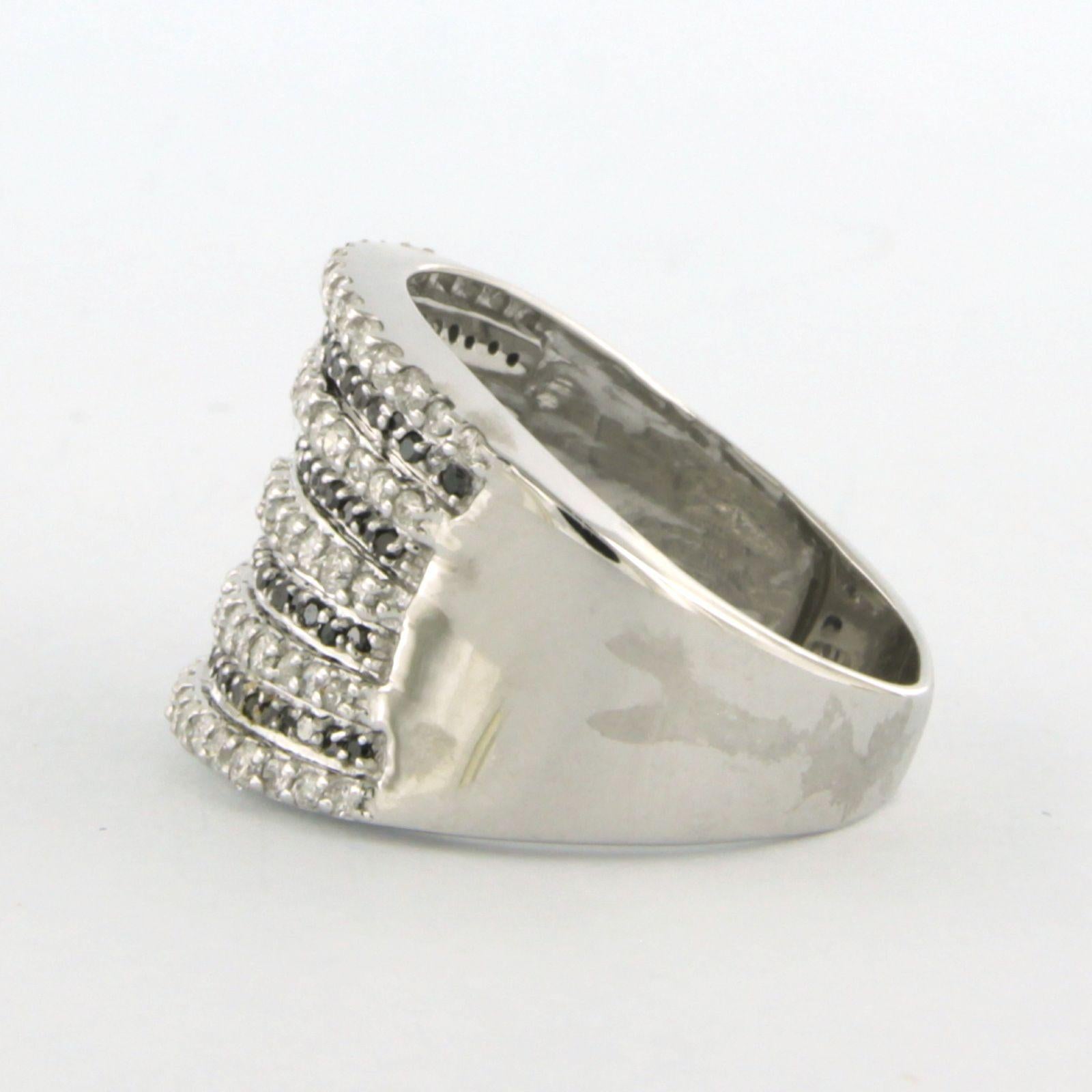 Ring with single cut black and brilliant cut white diamonds up to 1 ...