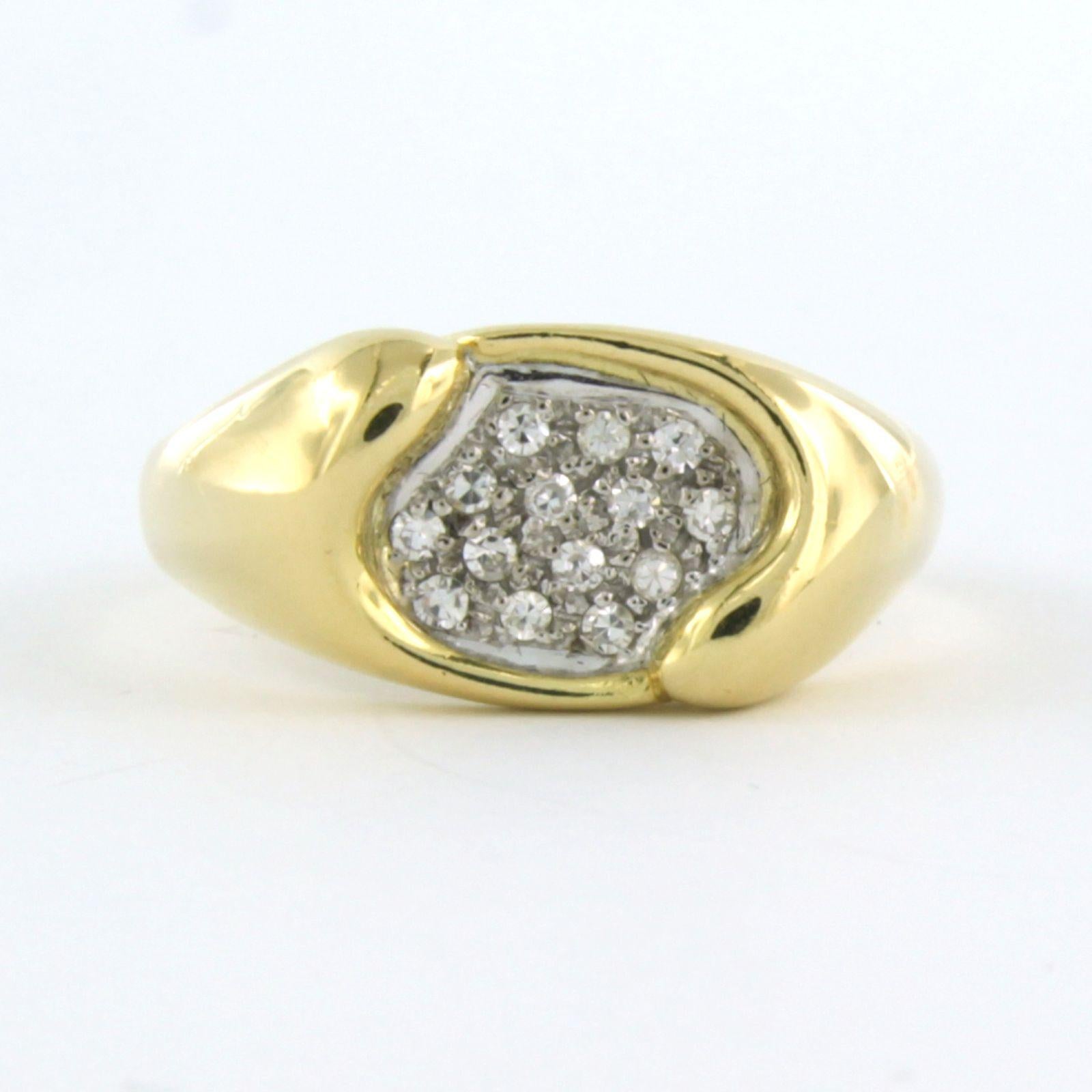 Ring with single cut diamonds up to 0.14ct 18k bicolour gold For Sale ...