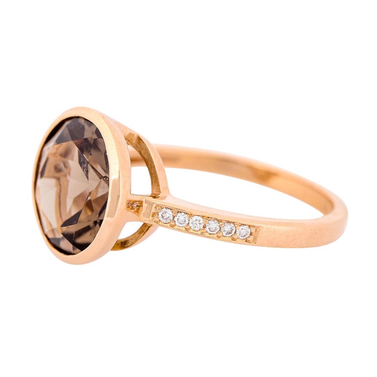 Ring with Smoky Quartz and Diamonds For Sale at 1stDibs
