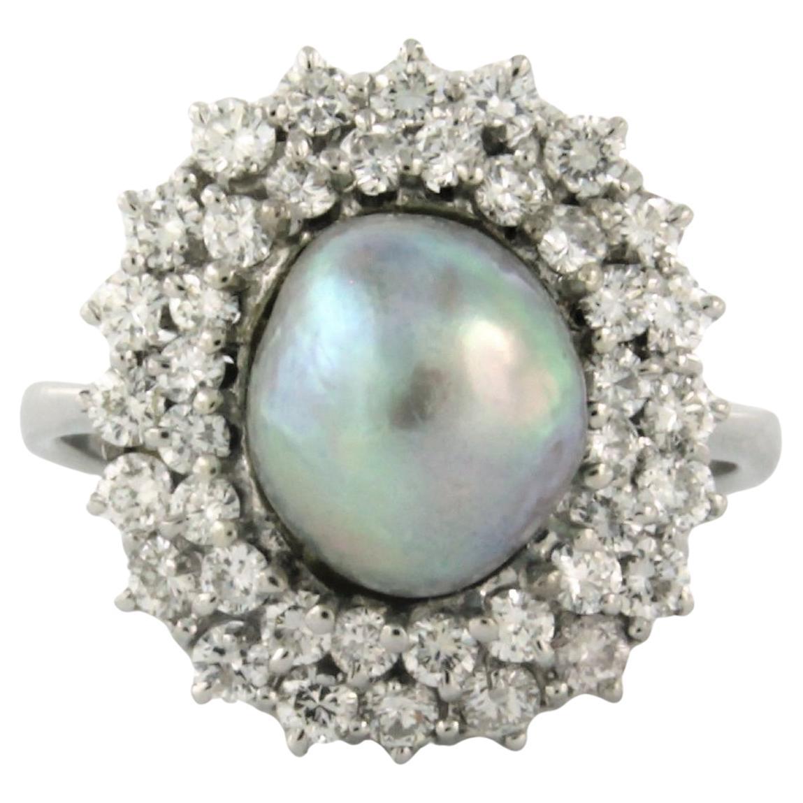 Ring with Southsea pearl and diamonds 18k white gold For Sale at 1stDibs