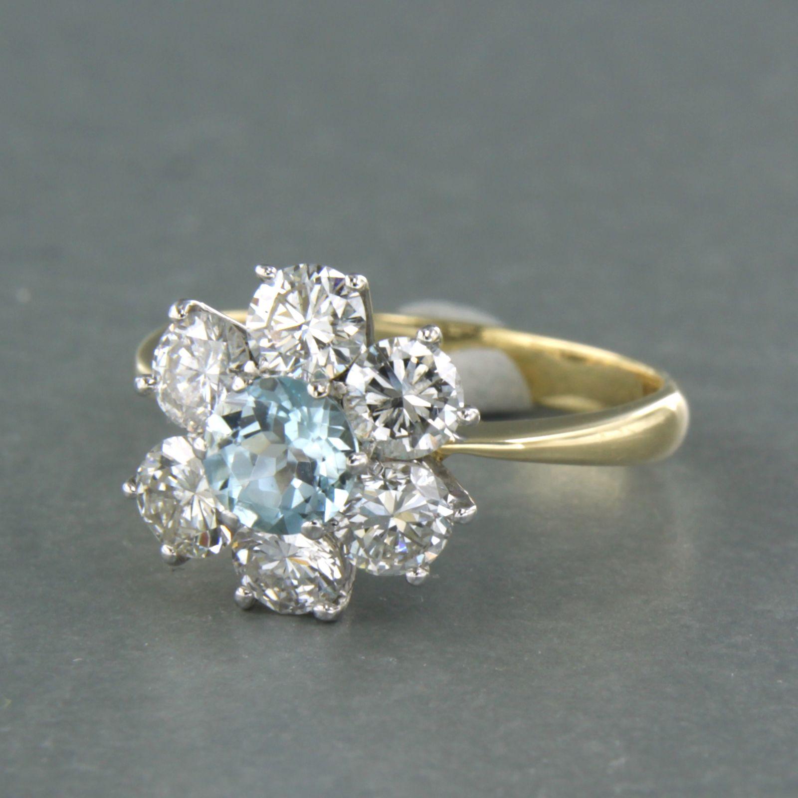 Ring with Topaz and diamonds 14k bicolour gold For Sale at 1stDibs