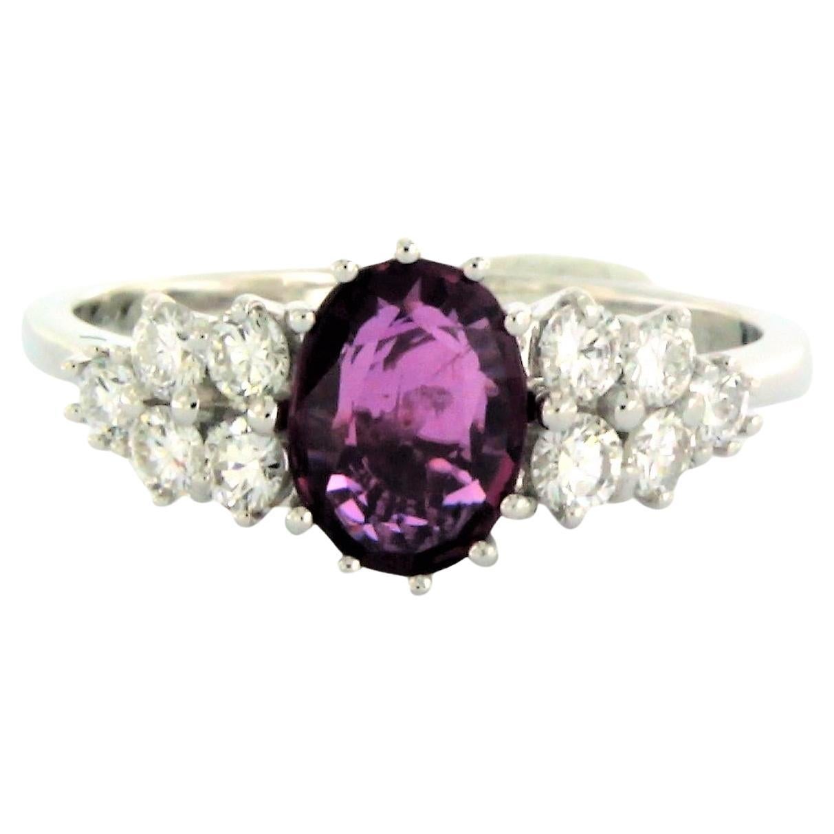 Ring with Tourmaline and ruby and diamonds 18k pink gold For Sale at ...