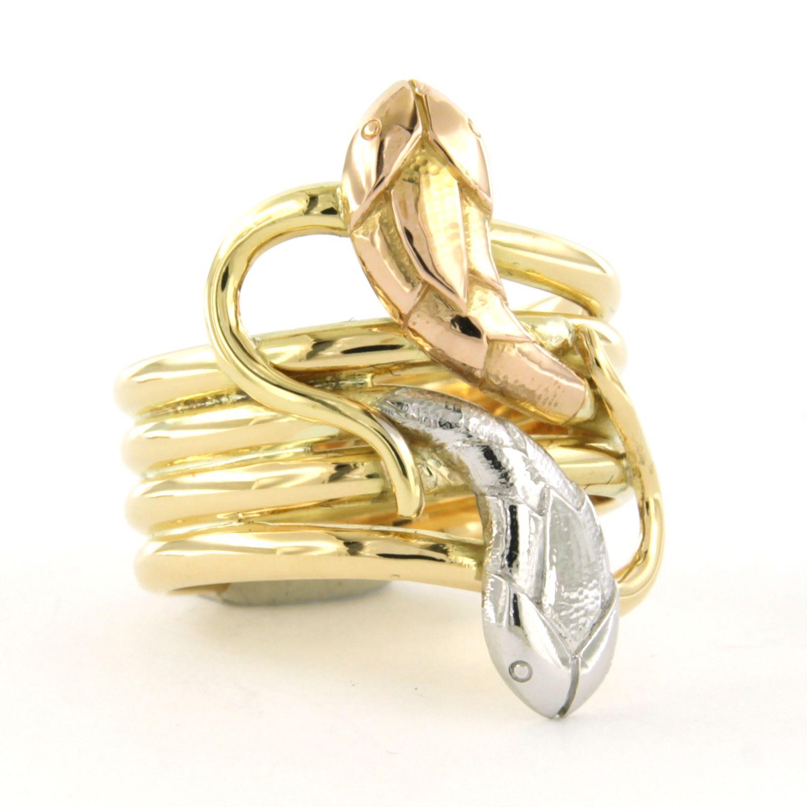 Ring with two snake heads - 14.3 grams - 18k gold For Sale at 1stDibs