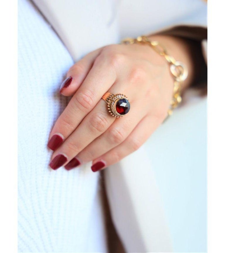 Ring Yellow GoldGarnet For Sale at 1stDibs