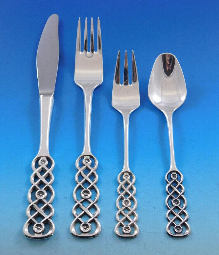 Ringebu By David Andersen Norwegian 830s Silver Flatware Set 88 Pcs