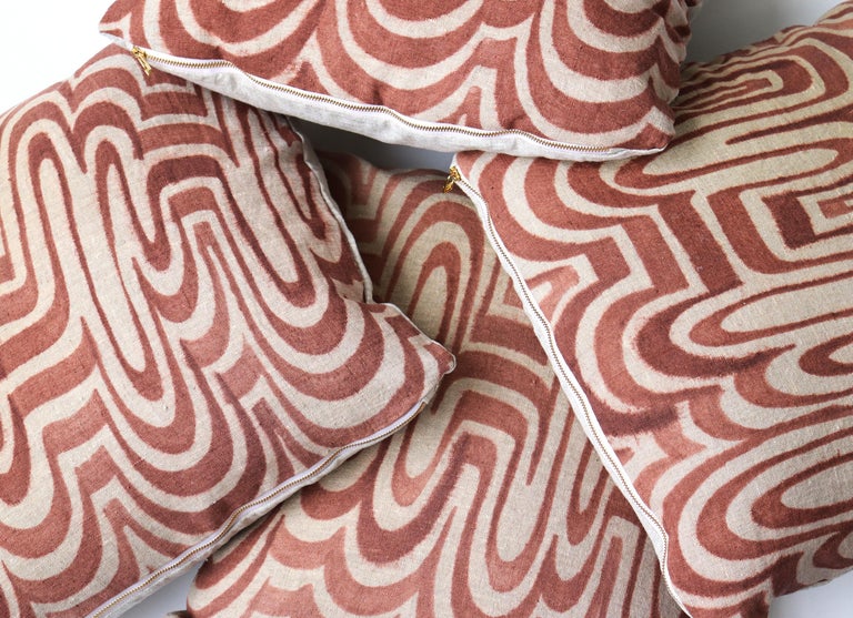 Ripple Collection Linen Pillow, Cinnamon For Sale at 1stDibs