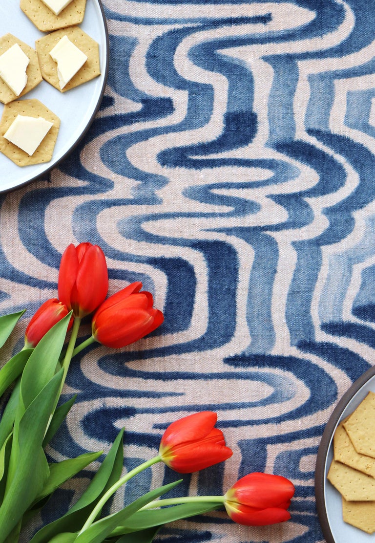 Ripple Collection Linen Table Runner, Pink Shadows For Sale at 1stDibs