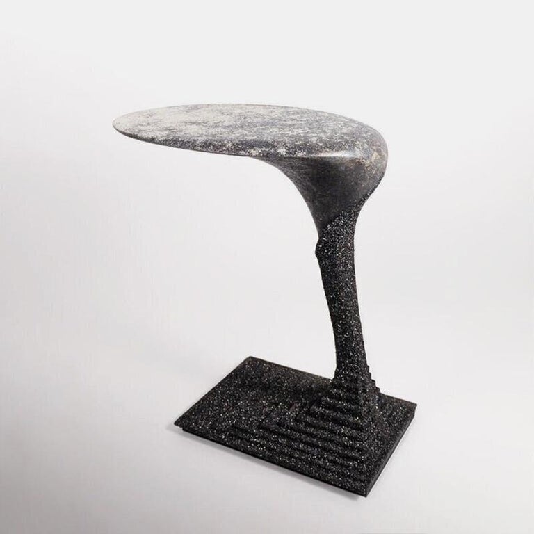 Rise Side Cocktail Table in Hand Carved Wood, Reclaimed Sawdust Resin ...