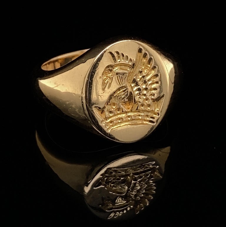 Rising Phoenix Signet Ring in 22 Carat Yellow Gold at 1stDibs