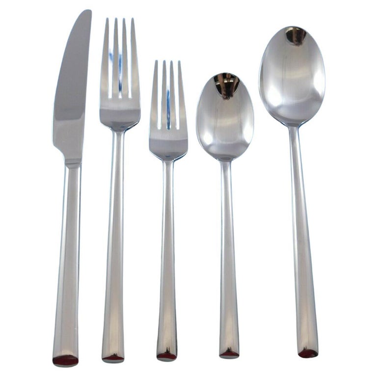 Risk by Hampton Forge Stainless Steel Flatware Set Service 8 New Modern ...