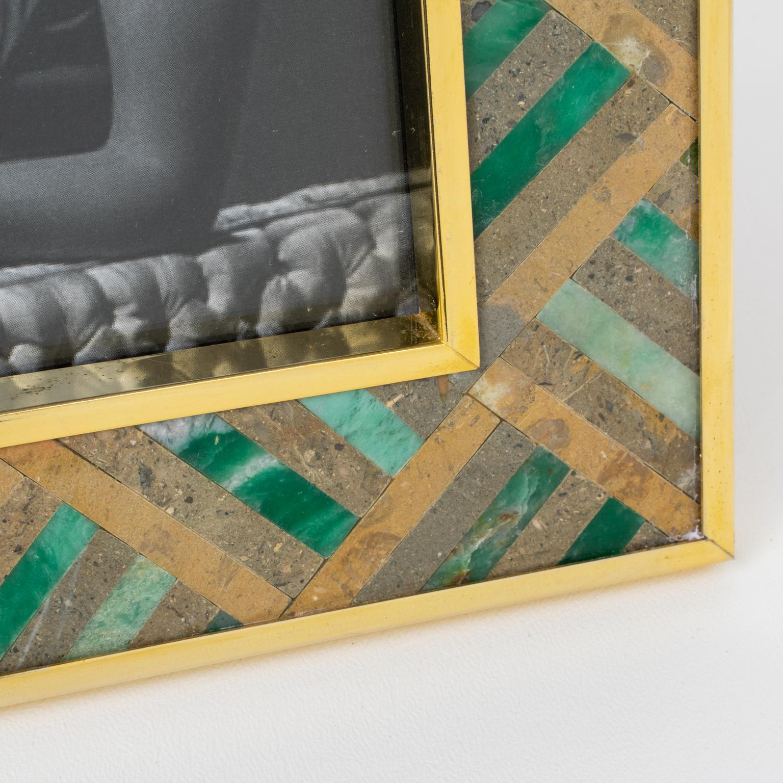 Rita Frascione Firenze Gilt Brass and Hard Stone Picture Frame, 1980s ...