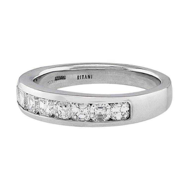 Ritani 18 Karat White Gold Diamond Ring For Sale at 1stDibs