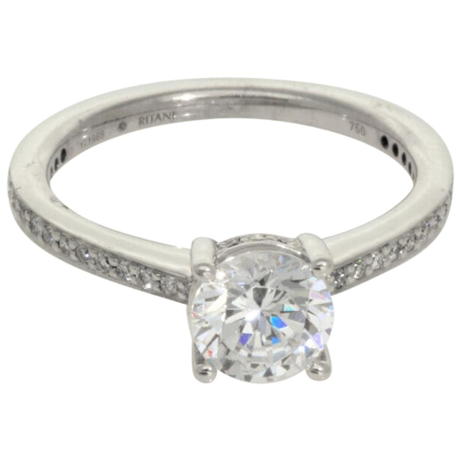 Chic 18 Karat Gold 0.77 Carat Pave Diamond Engagement Semi Mount Bridal ...