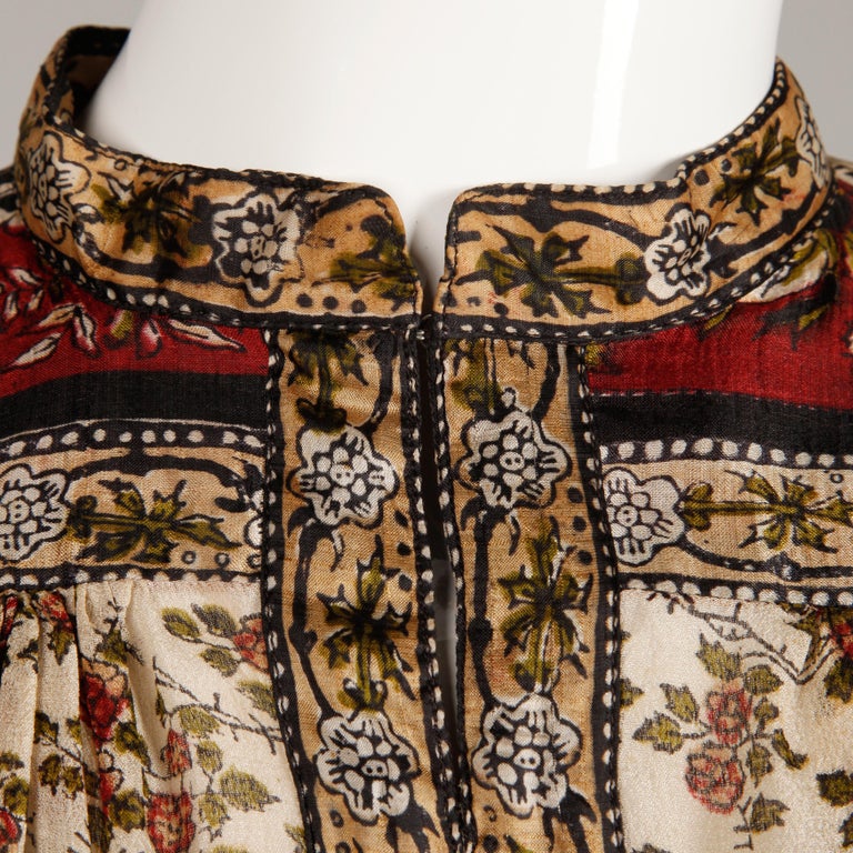 Ritu Kumar for Judith Ann 1970s Vintage 100% Silk Indian Hand-Block ...