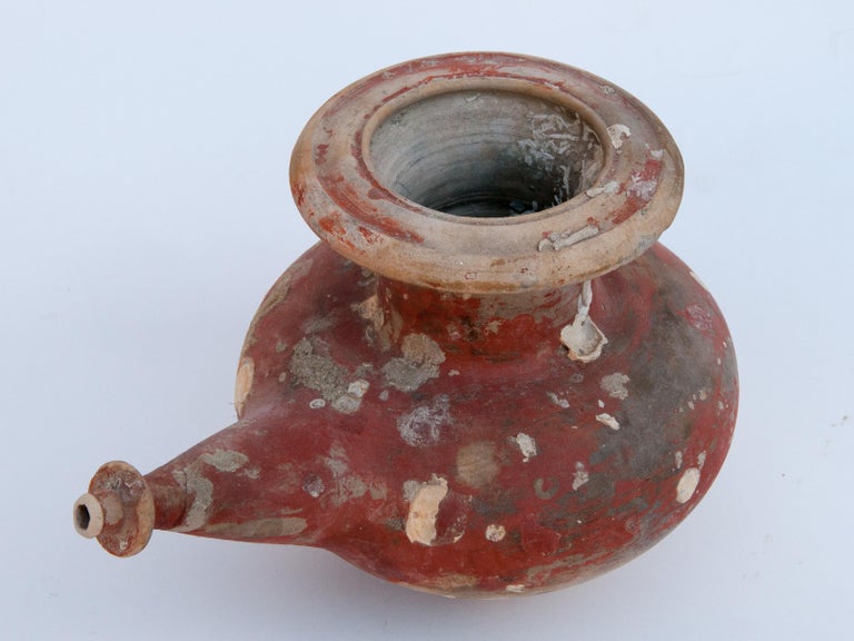 Ritual Ceramic Pot or Kendi, Red Coloration, Sawankhalok Thailand, 15th ...
