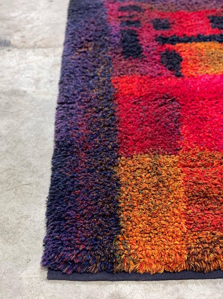 Ritva Puotila, Early and Rare Wool Rya Wall Hanging Rug, Scandinavian ...