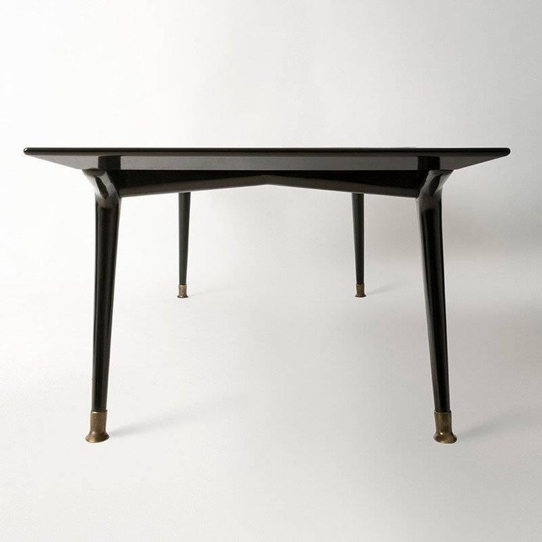 Riva Table - Bespoke - Ebonised Walnut Table with Antique Brass Feet ...