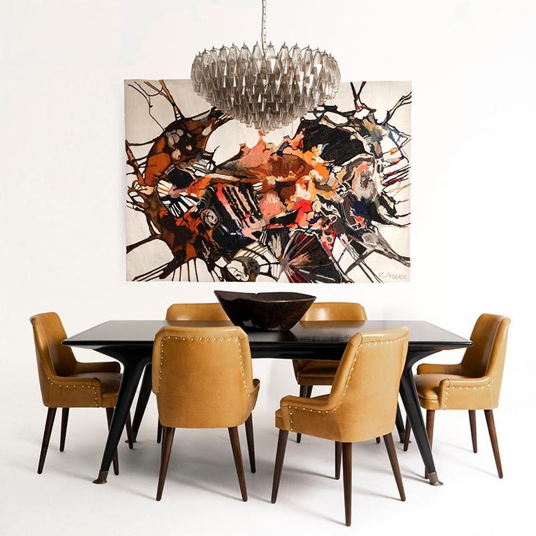 Riva Table - Bespoke - Ebonised Walnut Table with Antique Brass Feet ...