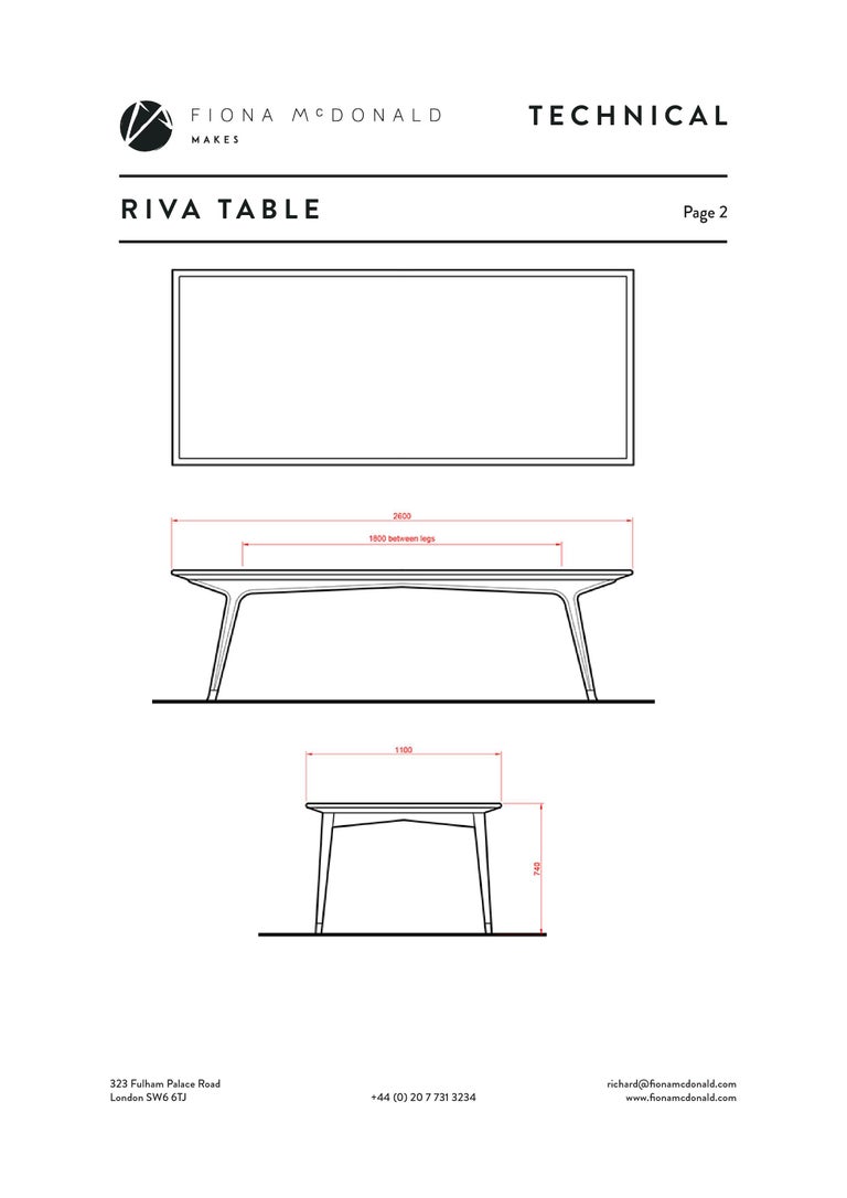 Riva Table - Bespoke - Ebonised Walnut Table with Antique Brass Feet ...