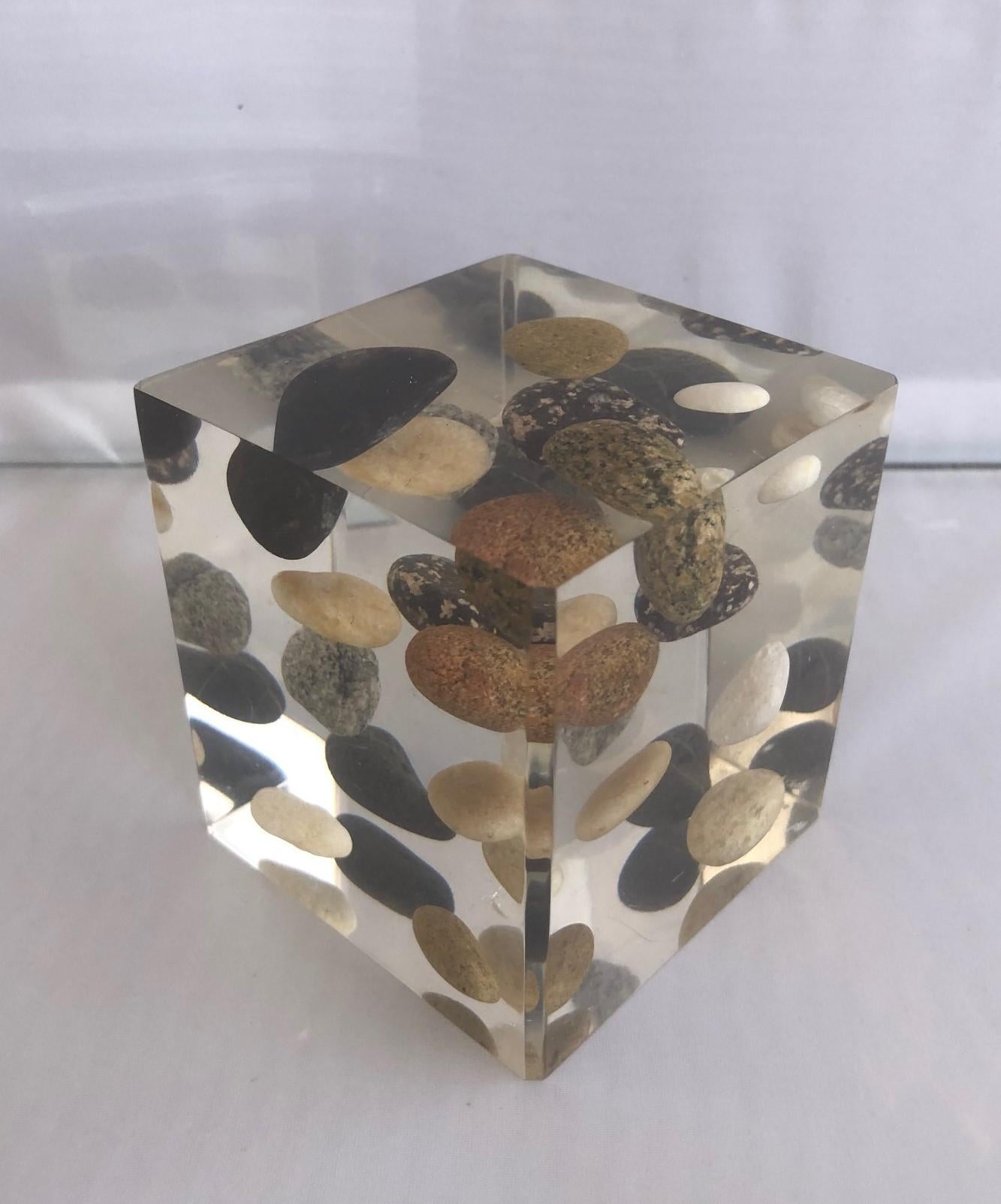 River Rocks in Lucite Cube Paperweight by William Rolfe at 1stDibs | w ...