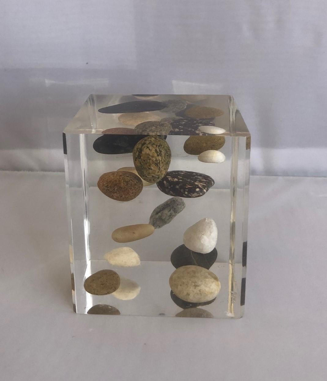 River Rocks in Lucite Cube Paperweight by William Rolfe at 1stDibs | w ...