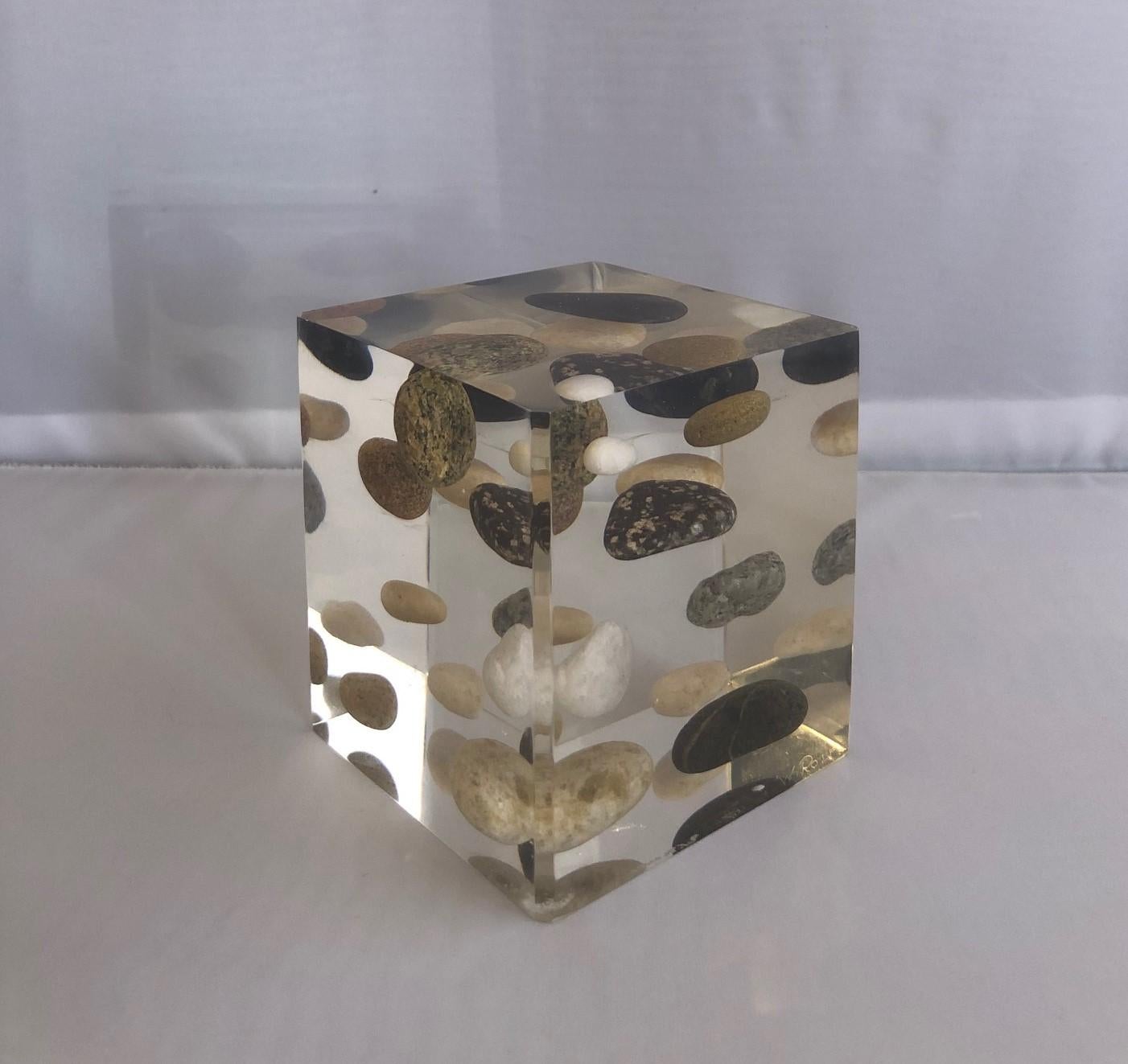 River Rocks in Lucite Cube Paperweight by William Rolfe at 1stDibs | w ...