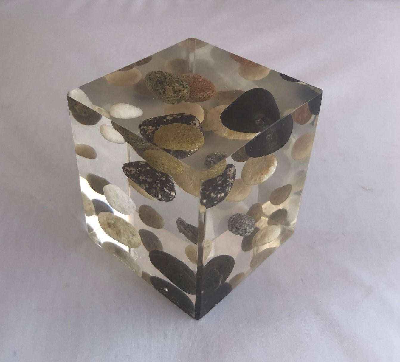 River Rocks in Lucite Cube Paperweight by William Rolfe at 1stDibs | w ...