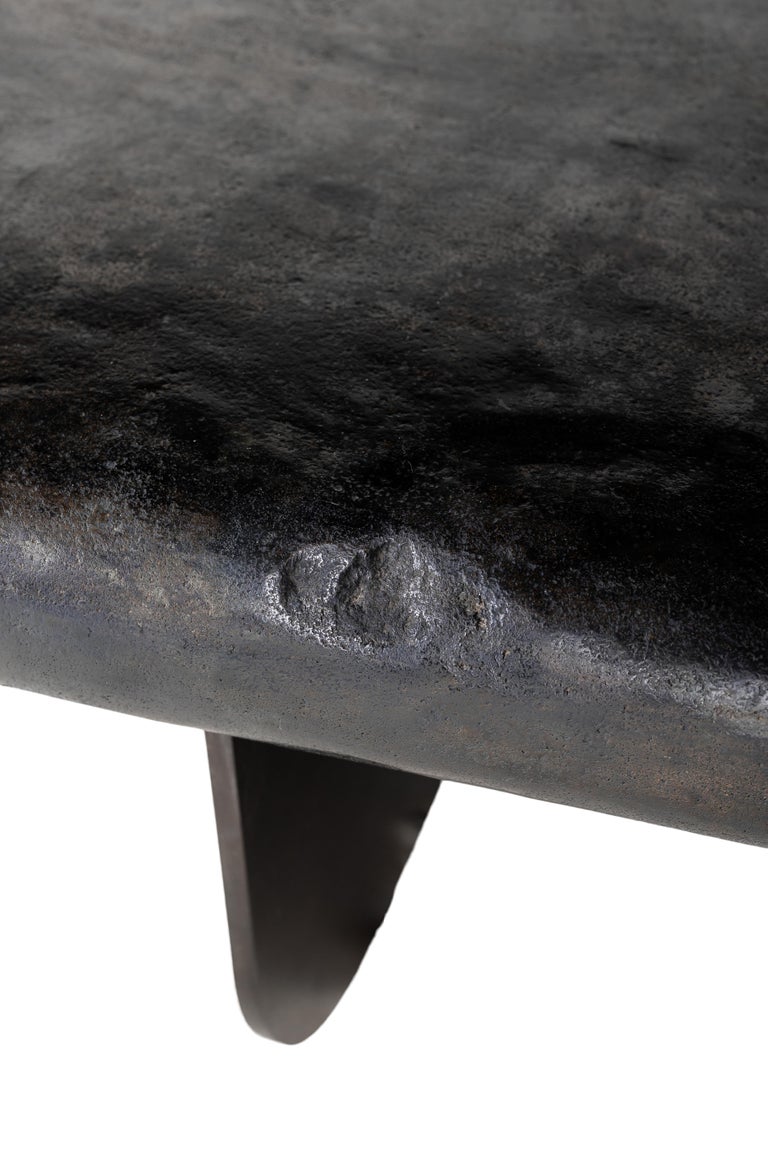 River Stone Coffee Table Ebony Patina Base For Sale at 1stDibs