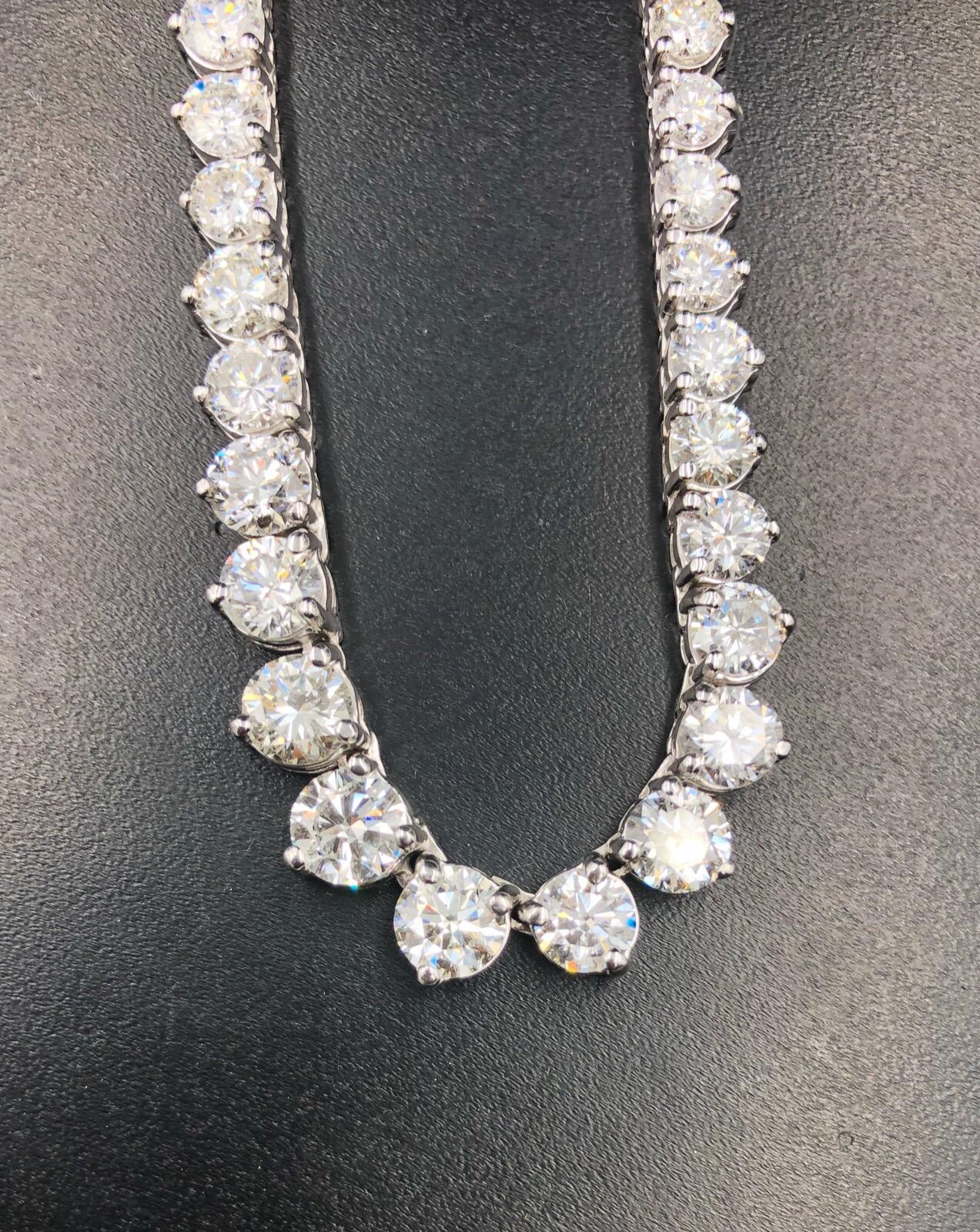Rivera Necklace with 17.61 Carat Total Weight in Round Diamonds For ...