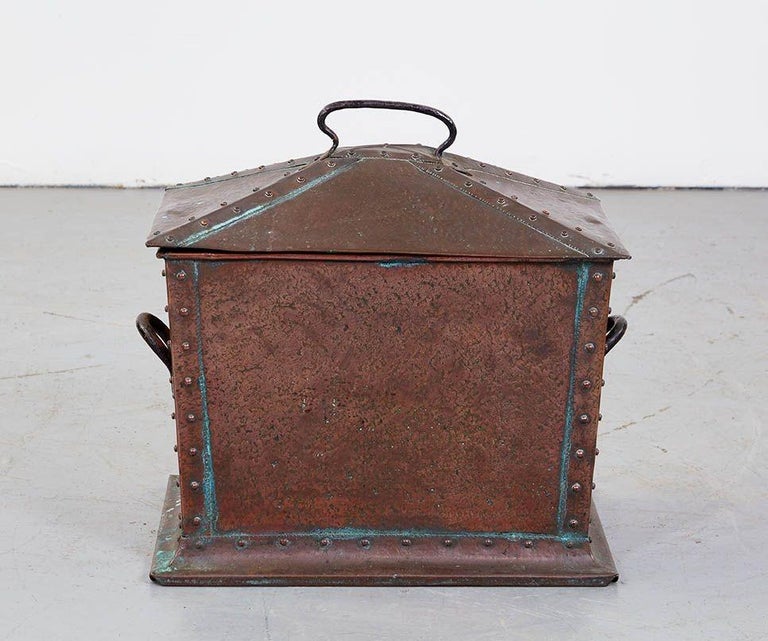 Riveted Copper Arts and Crafts Kindling Box For Sale at 1stDibs
