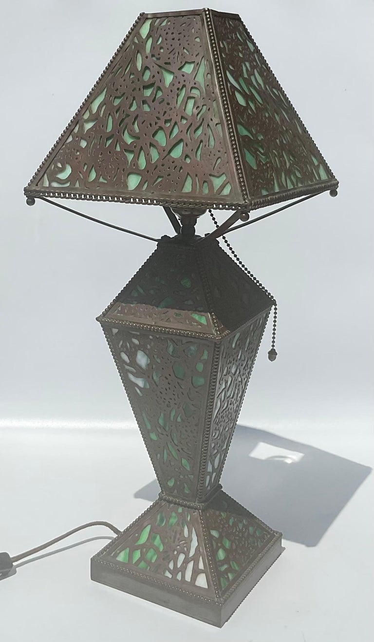 Rivière Studios Grapevine Pattern Early Art Nouveau Panel Lamp For Sale at 1stDibs