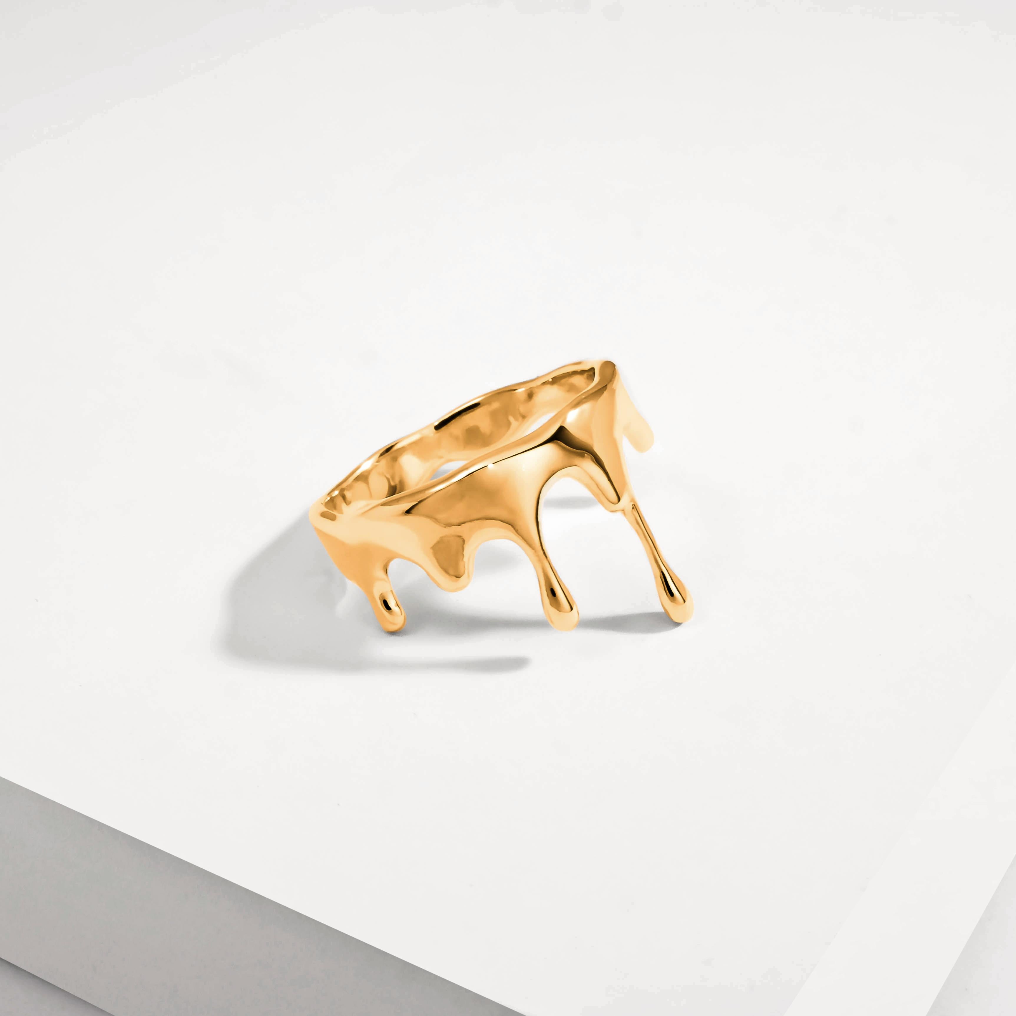 Customizable Dripping 24k Gold Vermeil Rivulets Small Ring For Sale at ...