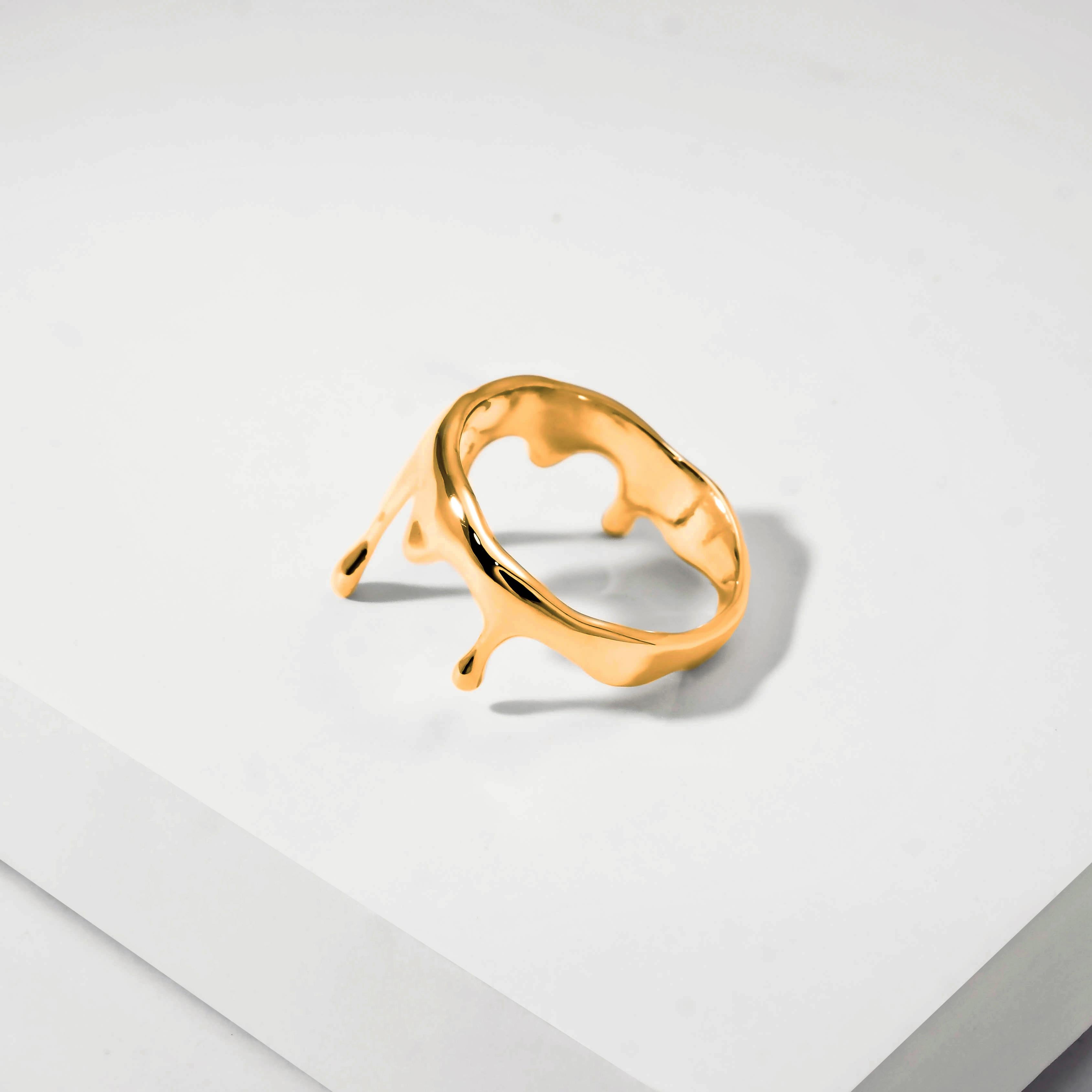 Customizable Dripping 24k Gold Vermeil Rivulets Small Ring For Sale at ...