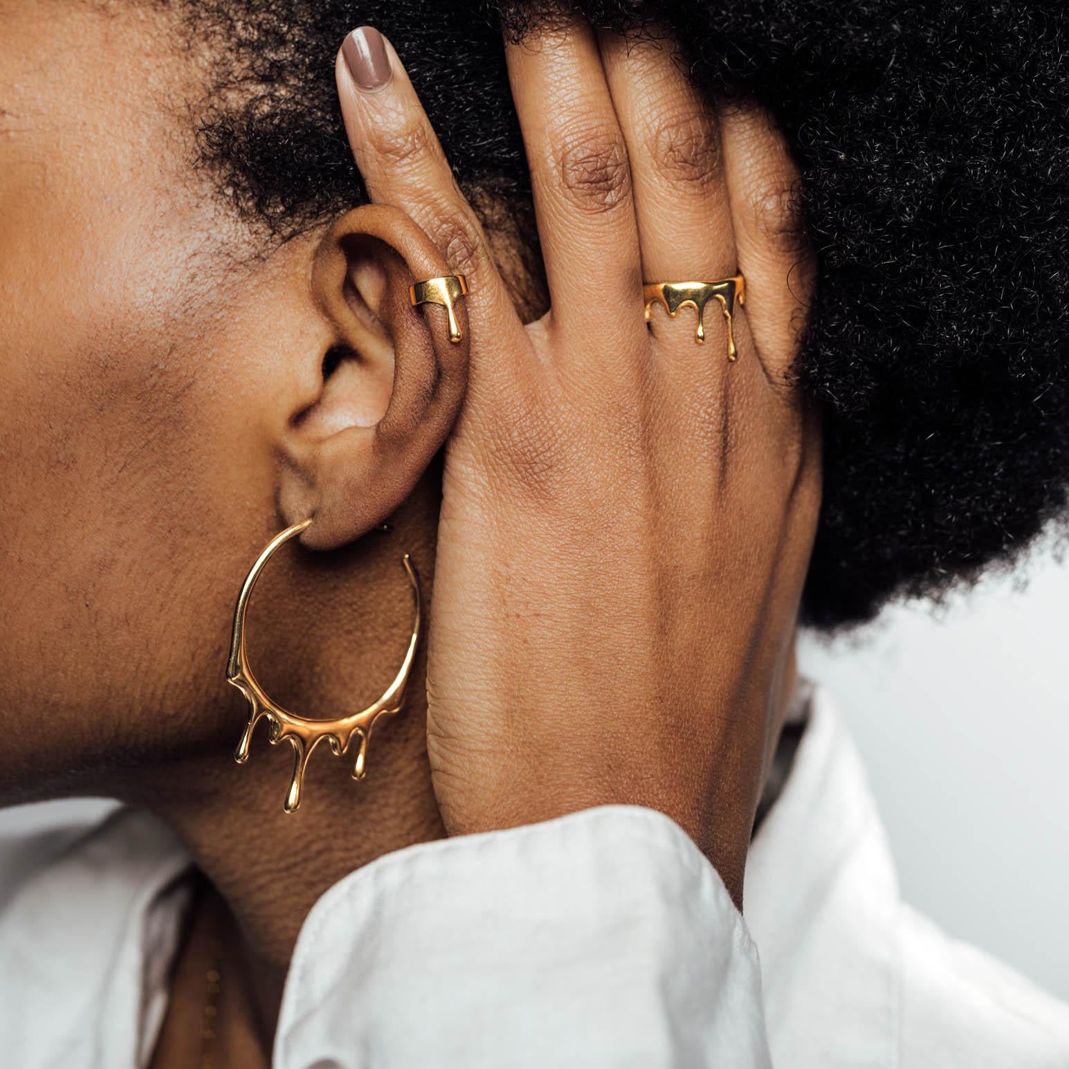 Customizable Dripping 24k Gold Vermeil Rivulets Small Ring For Sale at ...