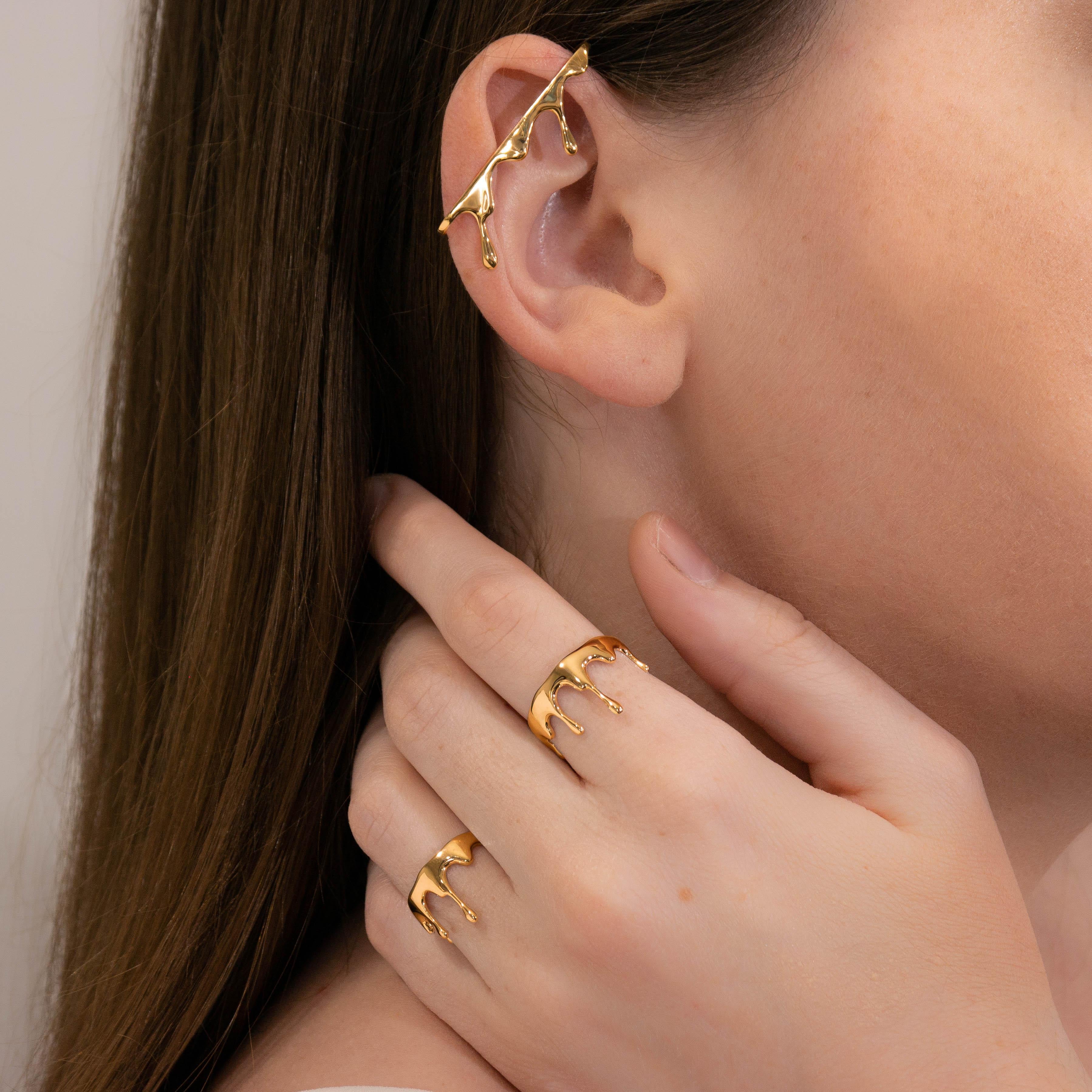 Customizable Dripping 24k Gold Vermeil Rivulets Small Ring For Sale at ...