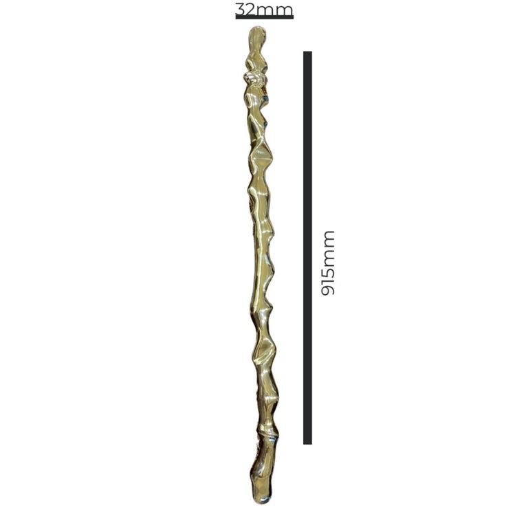 Rizo Fluid Door Pull Handle Handcrafted in Brass For Sale at 1stDibs