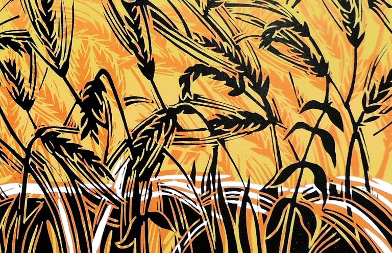 Rob Barnes - Harvest Field, Norfolk Landscape Art, Handmade Linocut ...