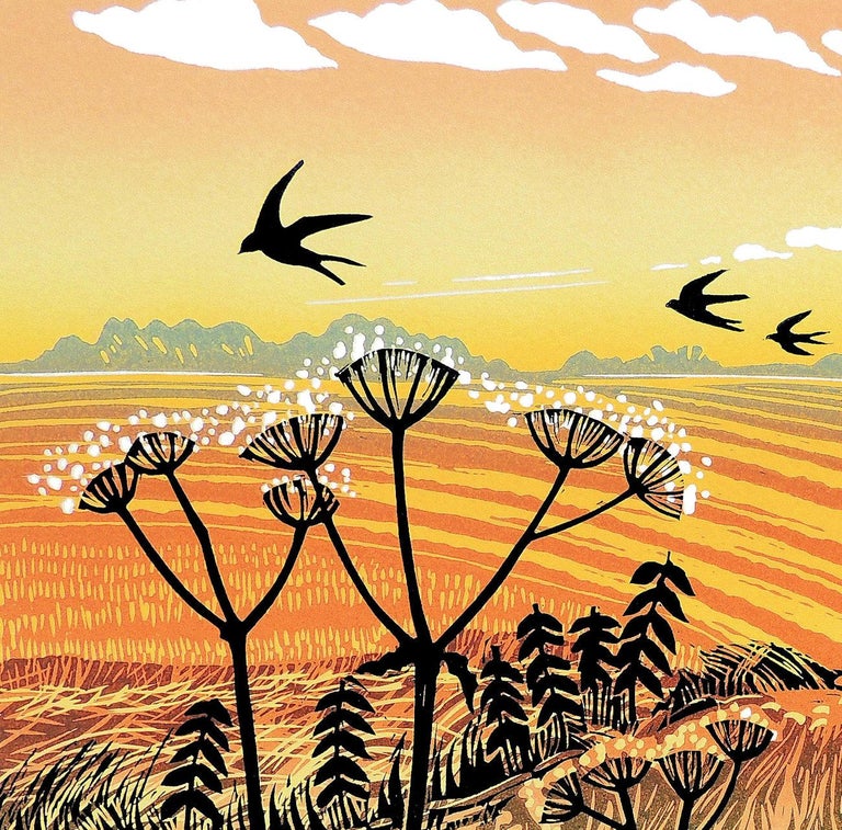 Rob Barnes - Rob Barnes, Swallows Returning, Limited Edition Linocut ...