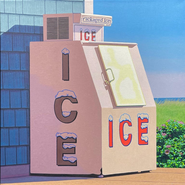 Rob Brooks - "Ice and Rugosa" Photorealist oil painting of a white ice ...