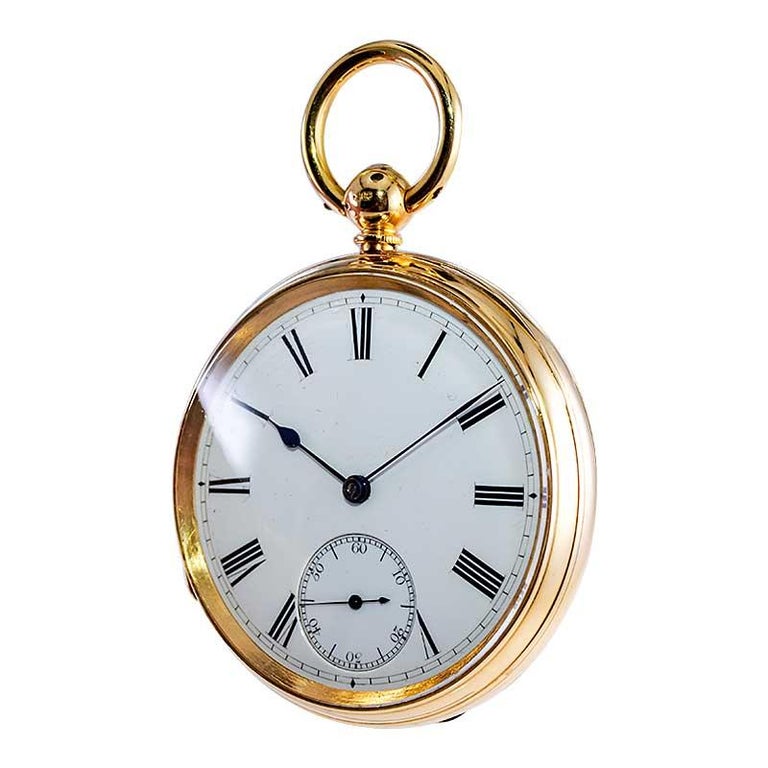 Rob Crook 18 Karat Yellow Gold Open Faced Keywind Pocket Watch, circa ...