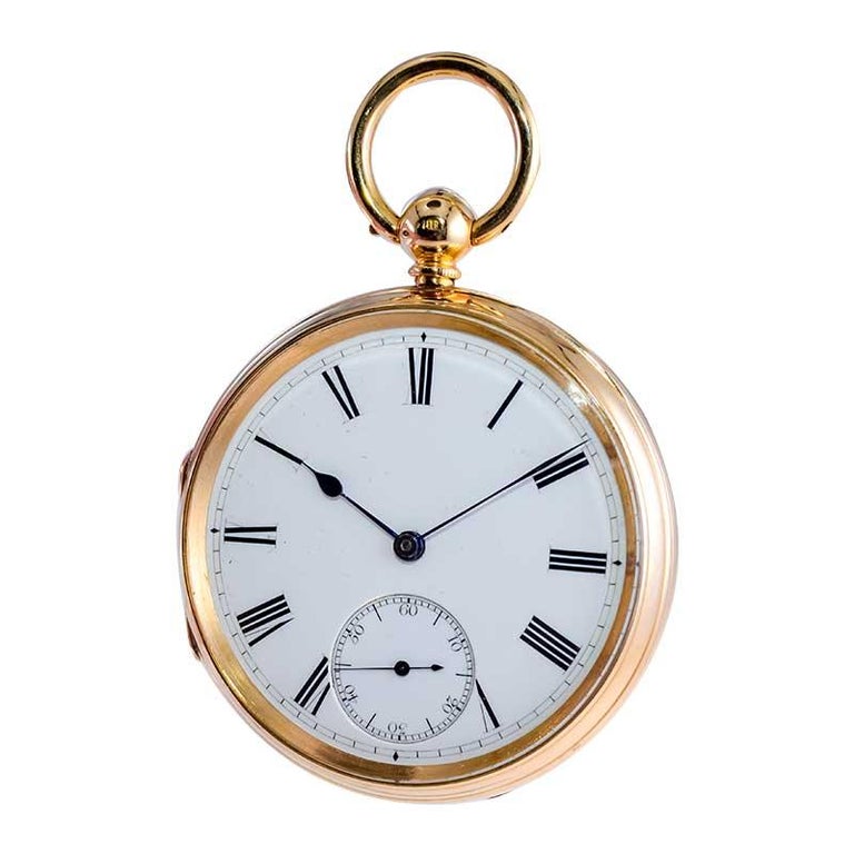 Rob Crook 18 Karat Yellow Gold Open Faced Keywind Pocket Watch, circa ...