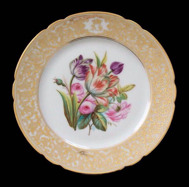 Robert À Paris, Porcelain Cabinet Plates, Royal Monogram, France, C ...