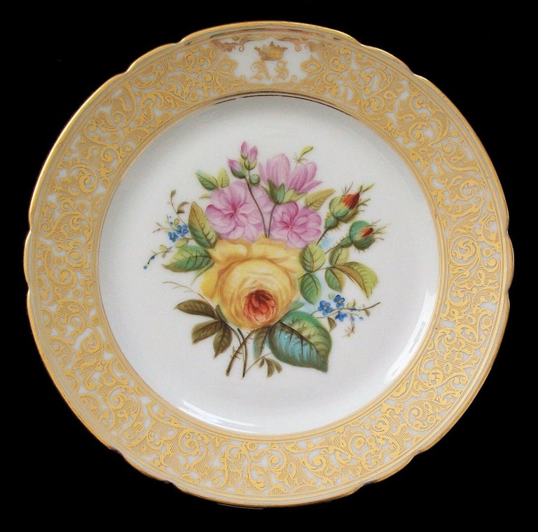 Robert À Paris, Porcelain Cabinet Plates, Royal Monogram, France, C ...