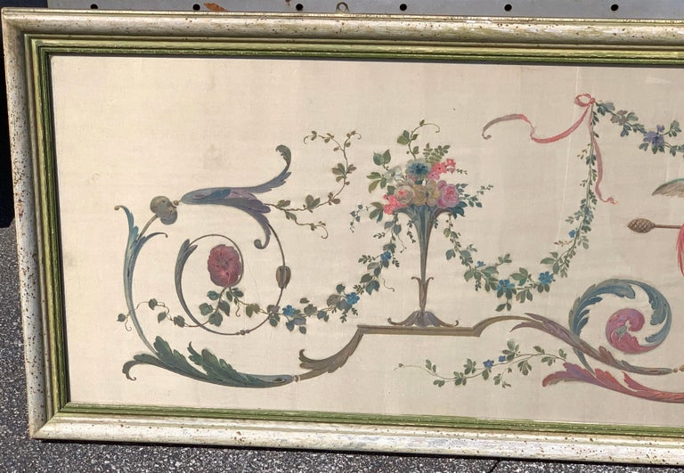 Robert Adam Style Painted Interior Architectural Panel, Framed For Sale ...