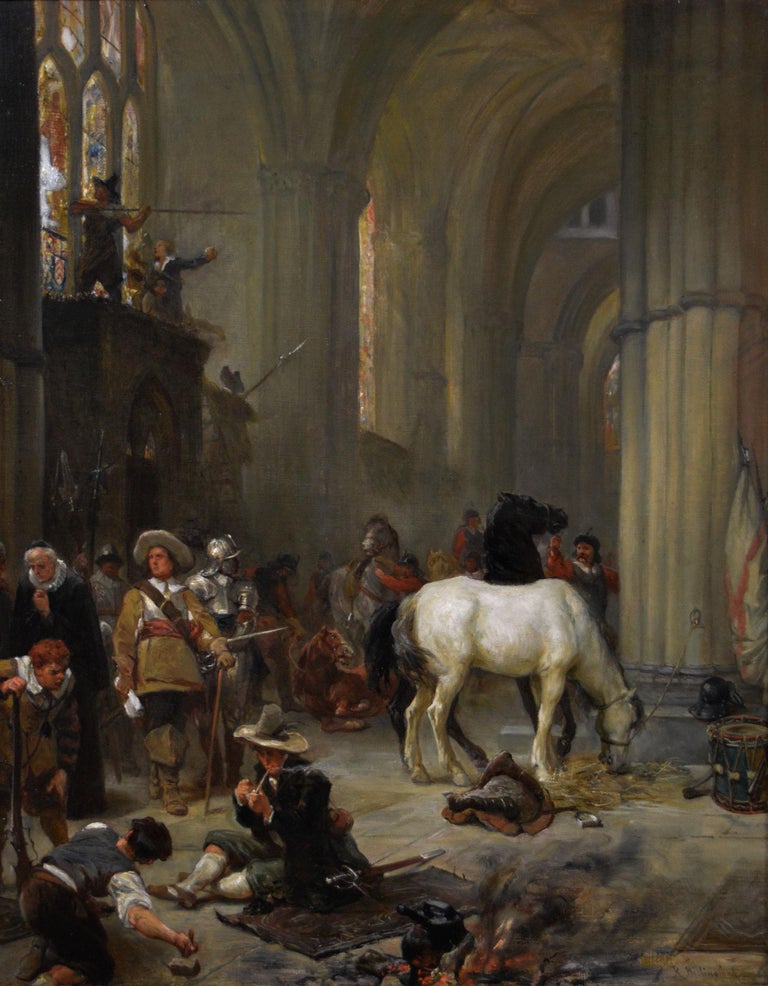 Robert Alexander Hillingford - 19th Century historical oil painting of civil war soldiers at ...