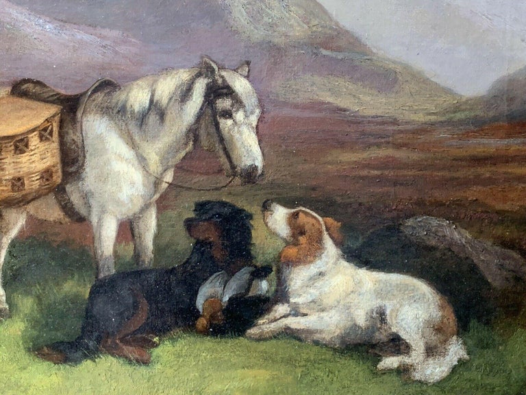 Robert Cleminson - ROBERT CLEMINSON (1864-1903) LARGE SIGNED OIL - HIGHLAND PONY and DOGS ...