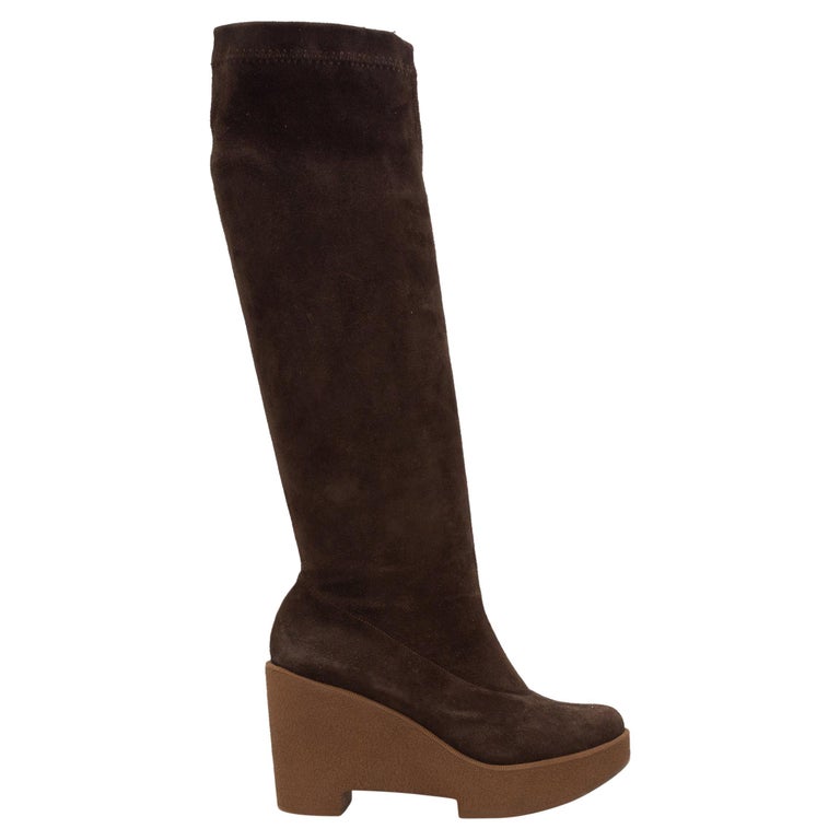 Robert Clergerie Brown Tall Suede Boots For Sale at 1stDibs